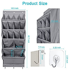 GAKKY STO Over the Door Shoe Organizer, Hanging Shoe Organizer, Storage Various Compartments with 3 Hooks Shoe Storage Rack Organizer for Shoes, Sneakers and Home Accessories, Grey 1-PACK