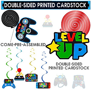 20pcs Video Game Hanging Swirls Video Game Party Decorations Game On Theme Birthday Foil Ceiling Streamers for Kids Boys Gamer Theme Birthday Party Baby Shower Supplies Decorations