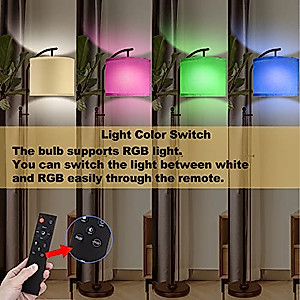 bodkar Rustic Floor Lamp with Remote, Farmhouse Standing Lamp Adjustable Height Dimmable for Living Room Bedroom Bulb Included(Black and red)