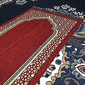 Gilded Taffeta Ottoman Prayer Rug (350 Grams) | Muslim Prayer Mat, Thin, Woven Janamaz - Size: 110 x 70 cm (Burgundy)