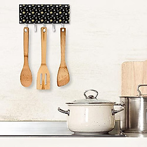 White & Gold Stars Hooks Wall Mounted, Self Adhesive Towel Key Hook up, Coat and Hat Hook Rack, 7 Inches Durable Hanger Hooks