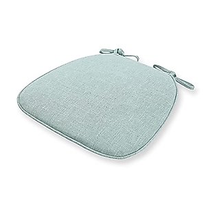 Dining Chair Cushion with Ties,Cotton Linen Square Chair Pad Comfort and Softness Seat Cushion with Non Slip Back,japanese Chair Pad for Kitchen Living Room Office Chair(4pcs(17x16x14inch), Blue)