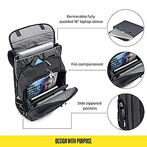 Solo Metropolitan 16 Inch Laptop Backpack with Removable Sleeve, Black/Grey