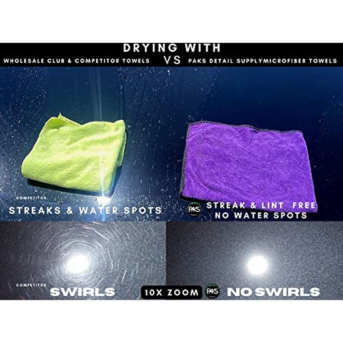 Microfiber Towels PAKS 16" x 24" Large Absorbant Microfiber Chamois - Premium Pack of 3 XL Towels - Detailing Towels Car Wash Rags, Scratch-Free, Lint-Free, XL Drying Towels for Cars, Home, Windows