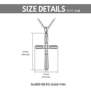 14K Solid Gold Diamond Cross Necklace for Women, Real Yellow Gold Blessed Cross Pendant with Natural Diamonds Anniversary Jewelry Gift for Her, Wife, Mom 18 inch