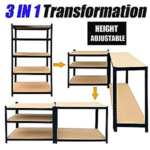 JAOSY Garage Storage Shelves Heavy Duty, Adjustable Shelves 30" Lx12''Wx66 H Shelving Unit with 5-Shelf, Racking Shelf Heavy Duty Garage Shelving Storage Shelves Black Metal Shelf