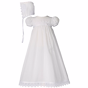 Little Things Mean A Lot 100% Cotton Handmade Girls Christening Special Occasion Dress with Italian Lace - 6M