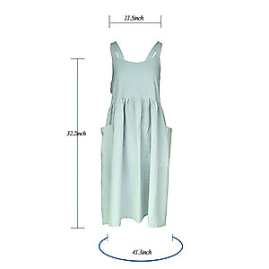 losofar Women Girls Cross Back Apron Gardening Works Cotton Aprons Pinafore Dress (green, 32.3" x 41.3")