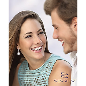 wowshow Moissanite Earrings, Leverback Earrings for Women 925 Sterling Silver 3ct Moissanite Diamond Dangle Drop Earrings Cushion Halo White Gold Plated for Women Birthday Wedding Mothers Day Gifts