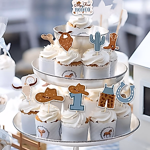 NANAGALI My First Rodeo Birthday Party Cupcake toppers - NO DIY - My First Rodeo Birthday Party Supplies Boy, Western Cowboy Party Decorations for Boy, Cowboy Baby Shower Wild West Party Decoration