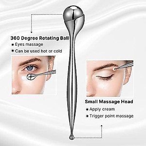 QooWo Eye Roller 2-in-1 Design Eye Cream Applicator and Ice Roller, Face Massager Tool for Puffiness, Eye Bags, Eye Muscle Ache