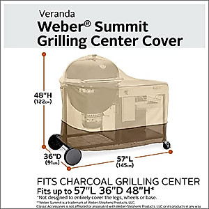 Classic Accessories Veranda Water-Resistant 57 Inch Charcoal BBQ Grill Cover for Weber Summit