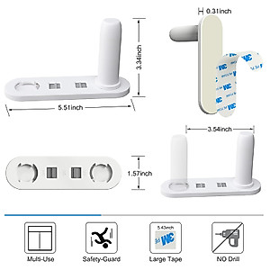 Childproof Sliding Glass Door Lock, Baby Safety Slide Window Locks for Kids Proof Patio Closet Doors No Drilling Tools Needed Easy Installation (White-Count of 4)
