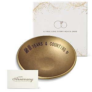 Urllinz 8 Year Anniversary Bronze Gifts - 8th Anniversary Jewelry Tray, Bronze Ring Holder Dish&Gift Box, 8 Year Anniversary Wedding Gifts for Him Men Wife Couple, 4"