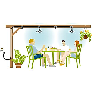 Lily's Home Misting System. Misters for Outside Patio Garden and Greenhouse, A No-Drip Mist Cooling System. Simple, Pre-Assembled, Plug and Play Concept