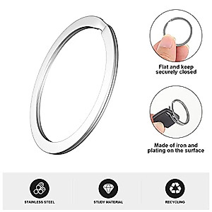 60PCS Key Rings Bulk ,Flat Keychain Ring Split Key Ring for Home Car Keys Organization Office (0.98INCH, 1.10INCH, 1.25INCH, 1.37INCH)(Silver)