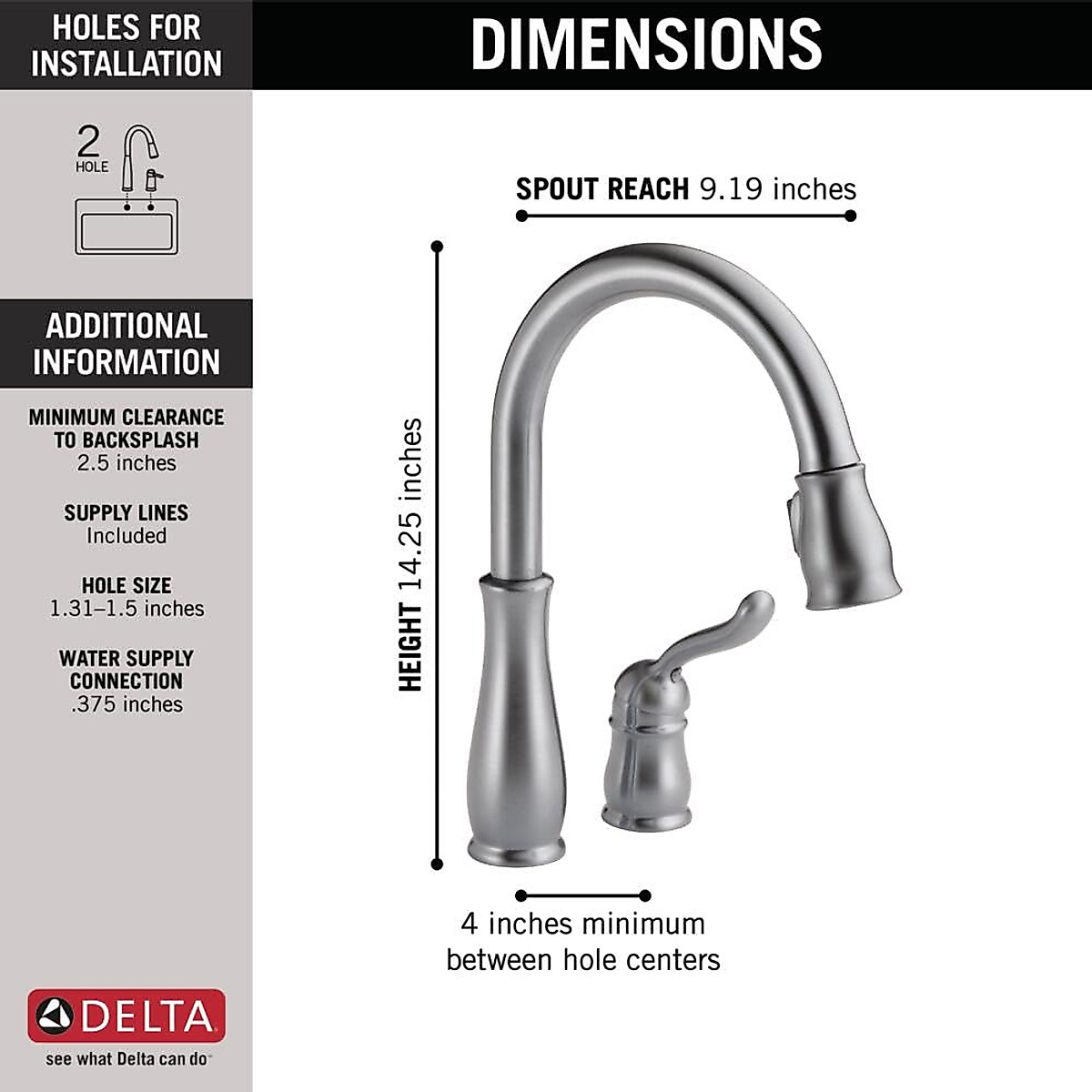 Delta Faucet Leland Brushed Nickel Kitchen Faucet, Kitchen Faucets with Pull Down Sprayer, Kitchen Sink Faucet with Magnetic Docking Spray Head, Arctic Stainless 978-AR-DST, 1.8 GPM Water Flow