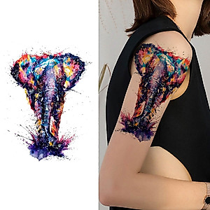 Glaryyears Watercolor Animal Temporary Tattoos for Women Adults, 5 Pack Large Big Fake Creative Tattoo Stickers, Perfectly on Body, Rock Art, Tumblers, Smooth Surfaces