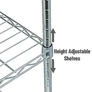 Mind Reader Storage Shelves, Garage Shelving, Storage Shelf, Pantry Org, Adjustable, Metal, 23.5" L x 11.75" W x 48" H, Silver