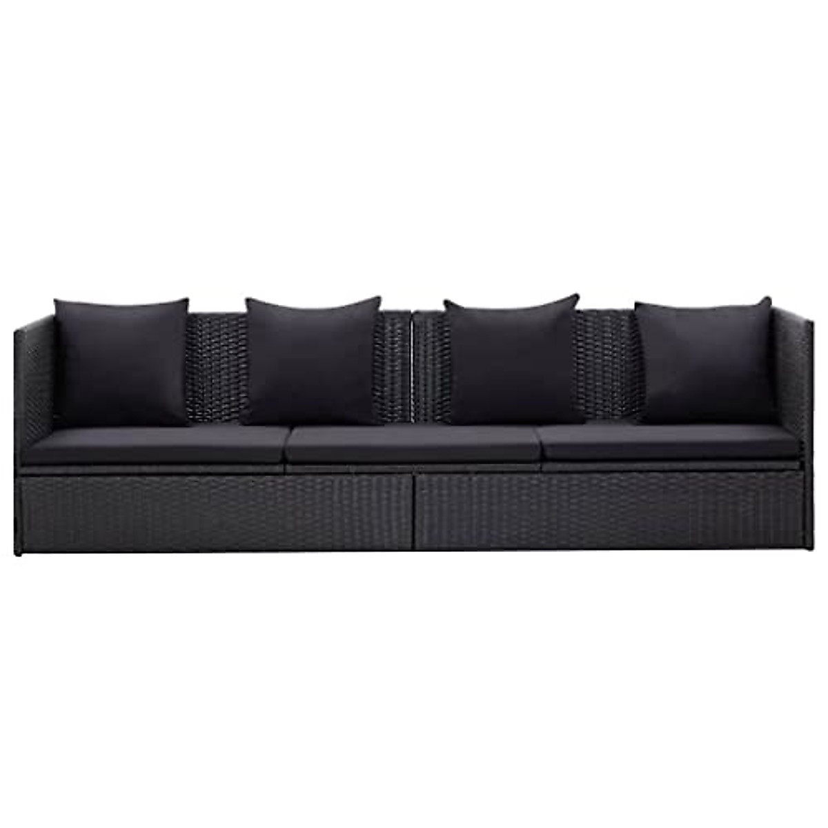 vidaXL Outdoor Sofa with Cushion and Pillow Poly Rattan Black