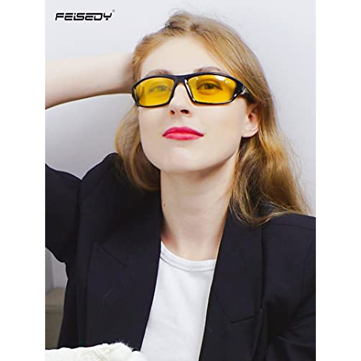 FEISEDY Classic Men Polarized Sports Sunglasses Night Driving Yellow Lenses Cycling Fishing Driving Glasses B2674