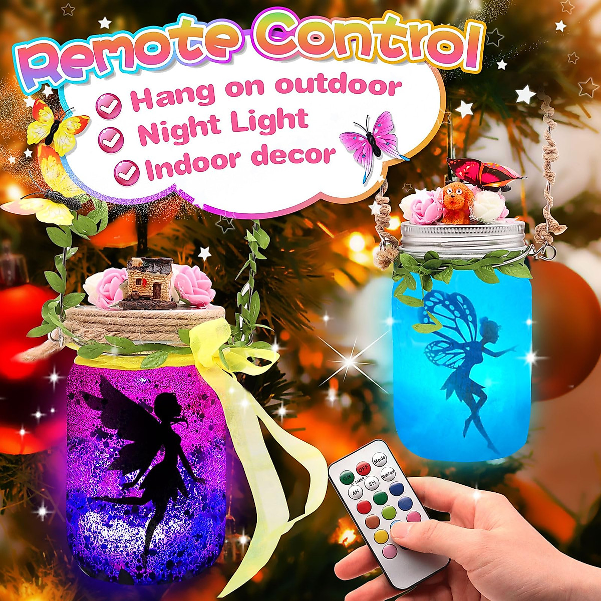 Alritz Fairy Lantern Craft Kit - Christmas Gifts for Kids Girls - Remote Control Mason Jar Night Light - DIY Garden Decorations Art Project Ornaments, Creative Activities Birthday Ages 4 5 6 7 8 9+