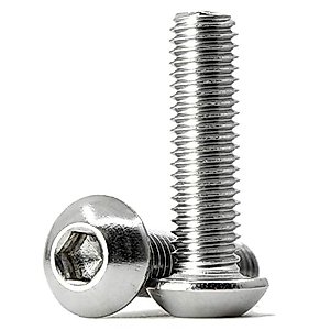 1/4-20 x 1/2" Button Head Socket Cap Bolts Screws, 304 Stainless Steel 18-8, Allen Hex Drive, Fully Machine Thread, Bright Finish, 50 PCS