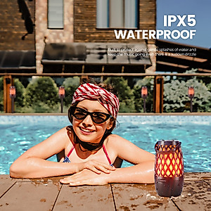 Outdoor Speakers Waterprrof, Birthday Gift Ideas for Him Her, Portable Bluetooth Speaker with Lights, Multi-Sync Wireless Speaker for Patio/Yard/Pool/Porch, Wall Mount&Stake&Hook Inc. (Black)