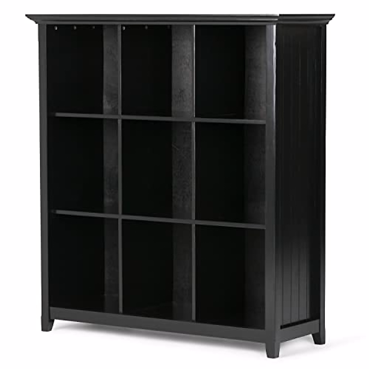 SIMPLIHOME Acadian SOLID WOOD 44 Inch Transitional 9 Cube Bookcase and Storage Unit in Black, For the Living Room, Study Room and Office