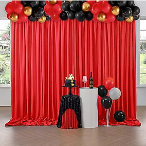 10x10FT Red Backdrop Curtains for Party, 2 Panels 5x10FT Thick Polyester Backdrop Drapes, Wrinkle Resistant Photography Background Drapes for Wedding Birthday Home Decoration