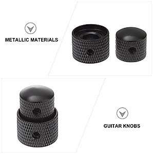 HEALLILY Dual Concentric Control Knobs Stacked Knobs Guitar Volume Tone Control Dome Knobs for Electric Guitar Bass Black