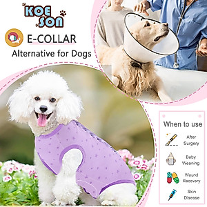 KOESON Recovery Suit for Female Dogs, Dog Recovery Suit After Spay Abdominal Wounds Protector, Bandages Cone E-Collar Alternative Surgical Onesie Anti Licking Purple Stars XL