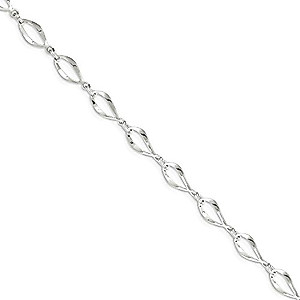 IceCarats 14K White Gold Link Chain Bracelet 7.25 inch