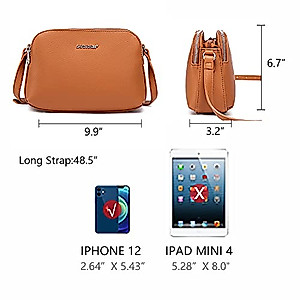 DAVID - JONES INTERNATIONAL. Lightweight Convertible Crossbody Bag Shoulder Bag with 3 Zip Pockets,Vegan Leather Soft Casual Travel Handbags,Small Size Brown Women Purse