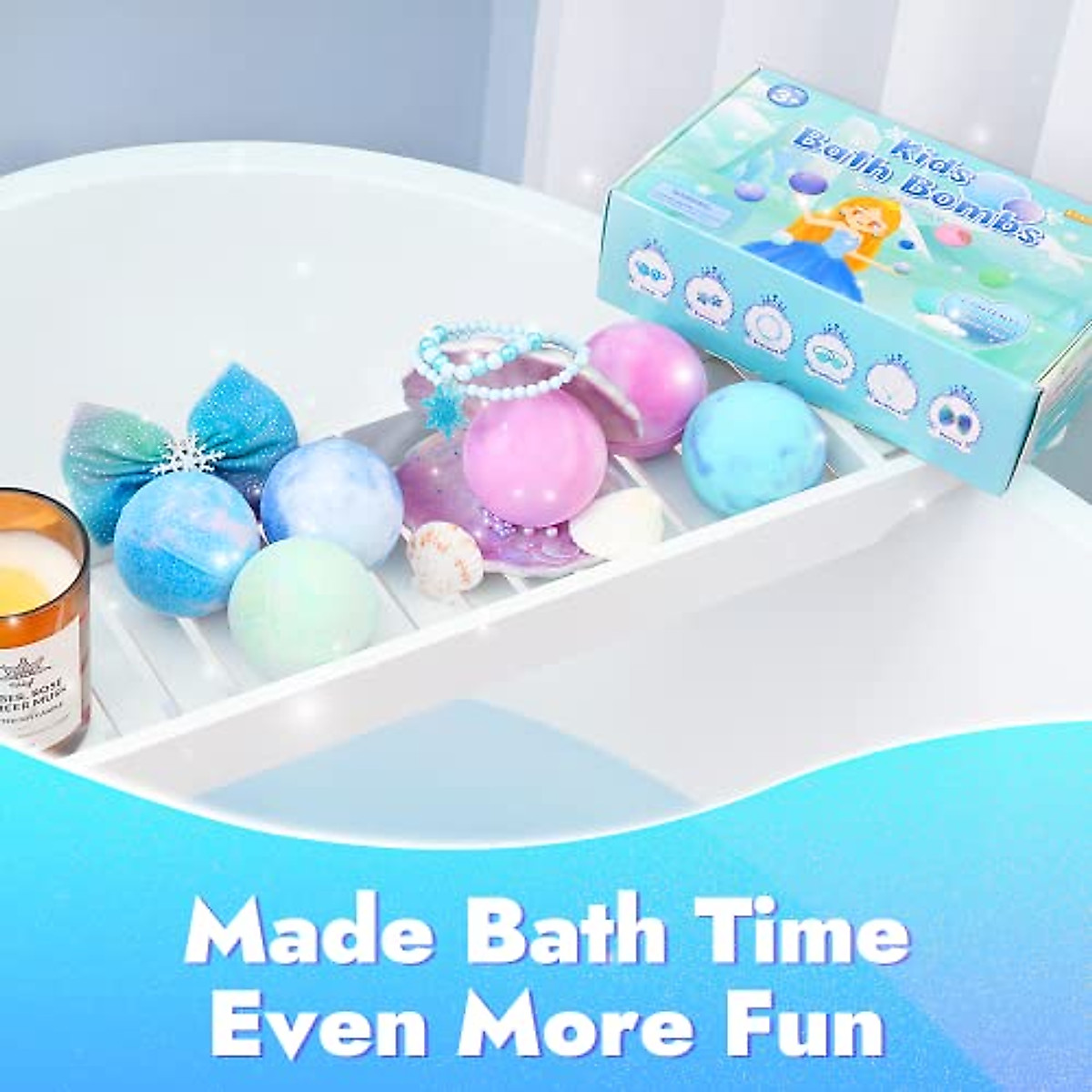 Bath Bombs for Kids with Surprise Inside, 2023 Gift for Girls, 6 Gentle and Kids Safe Handmade Bath Bombs, XXL 5.0 OZ