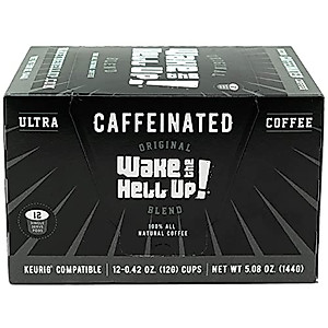 Wake The Hell Up! Dark Roast Single Serve Coffee Pods | Ultra-Caffeinated Coffee For K-Cup Compatible Brewers | 12 Count, 2.0 Compatible