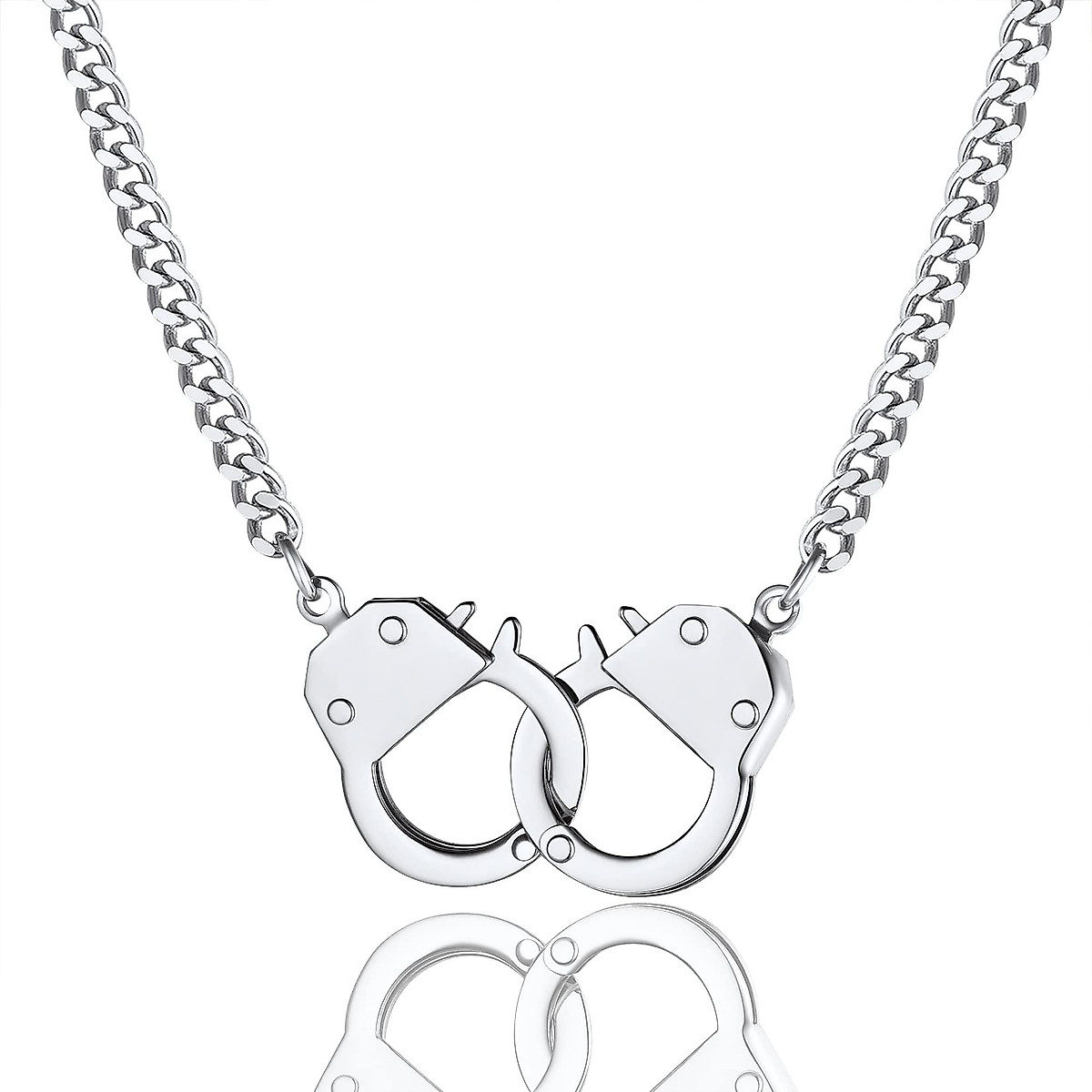 ChainsProMax Handcuff Choker Necklace Stainless Steel Silver Color Handcuffs for Necklace Edgy