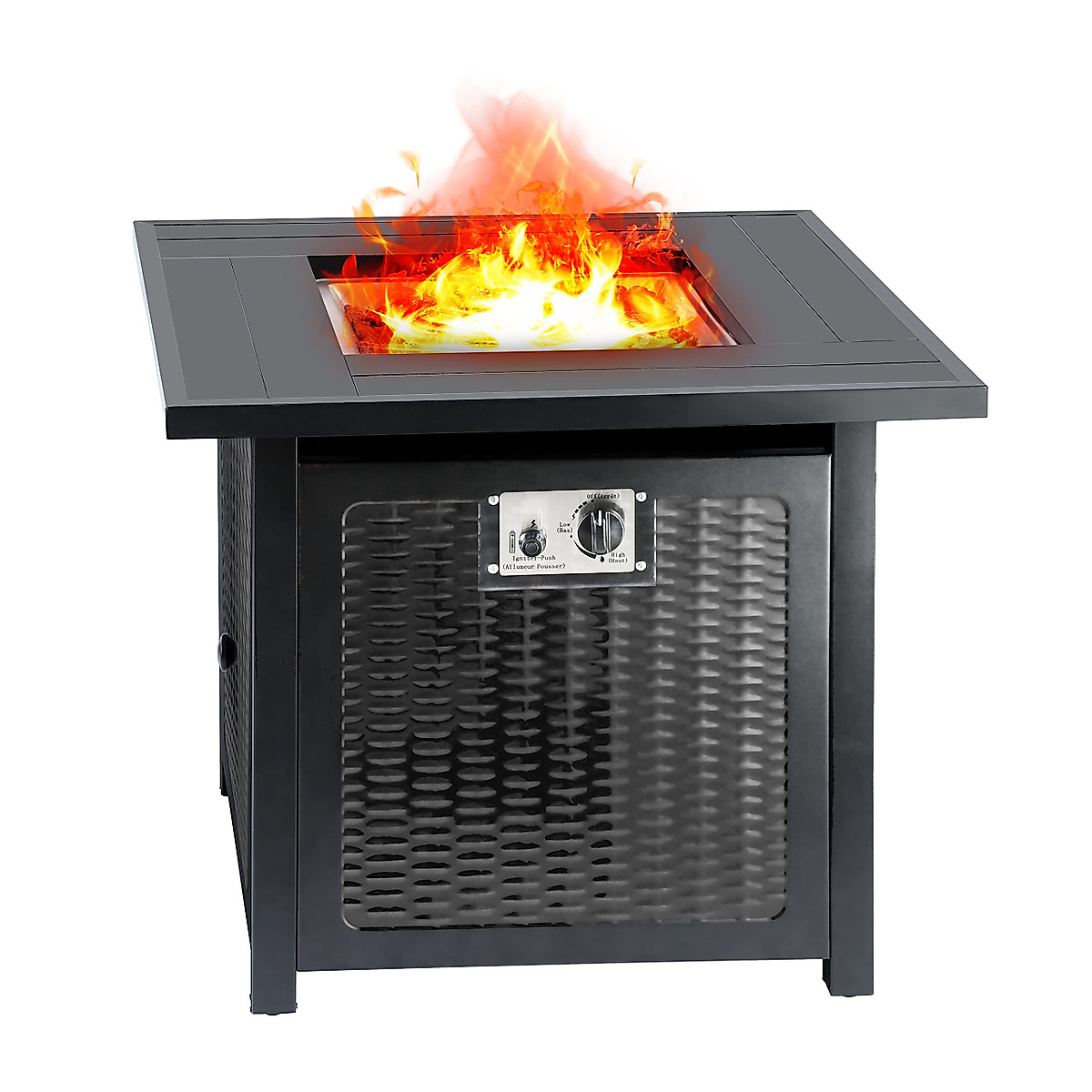 Aisender Outdoor Propane Fire Pit 28 Inch Gas Fire Pit Table, 50,000 BTU Square Fire Table with CSA Safety Certificate for Celebration and Party in The Garden, Backyard and Patio