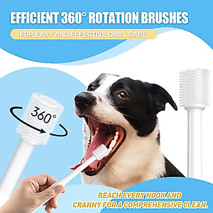 VVHOMIFE Cat Toothbrush Kit, Dog Toothbrush Kit, Suitable for All Cats and Dogs Dental Care. White, Soft Bristles, Meet All Cleaning Needs, Multi-Functional Dental Cleaning (S-Rounded)
