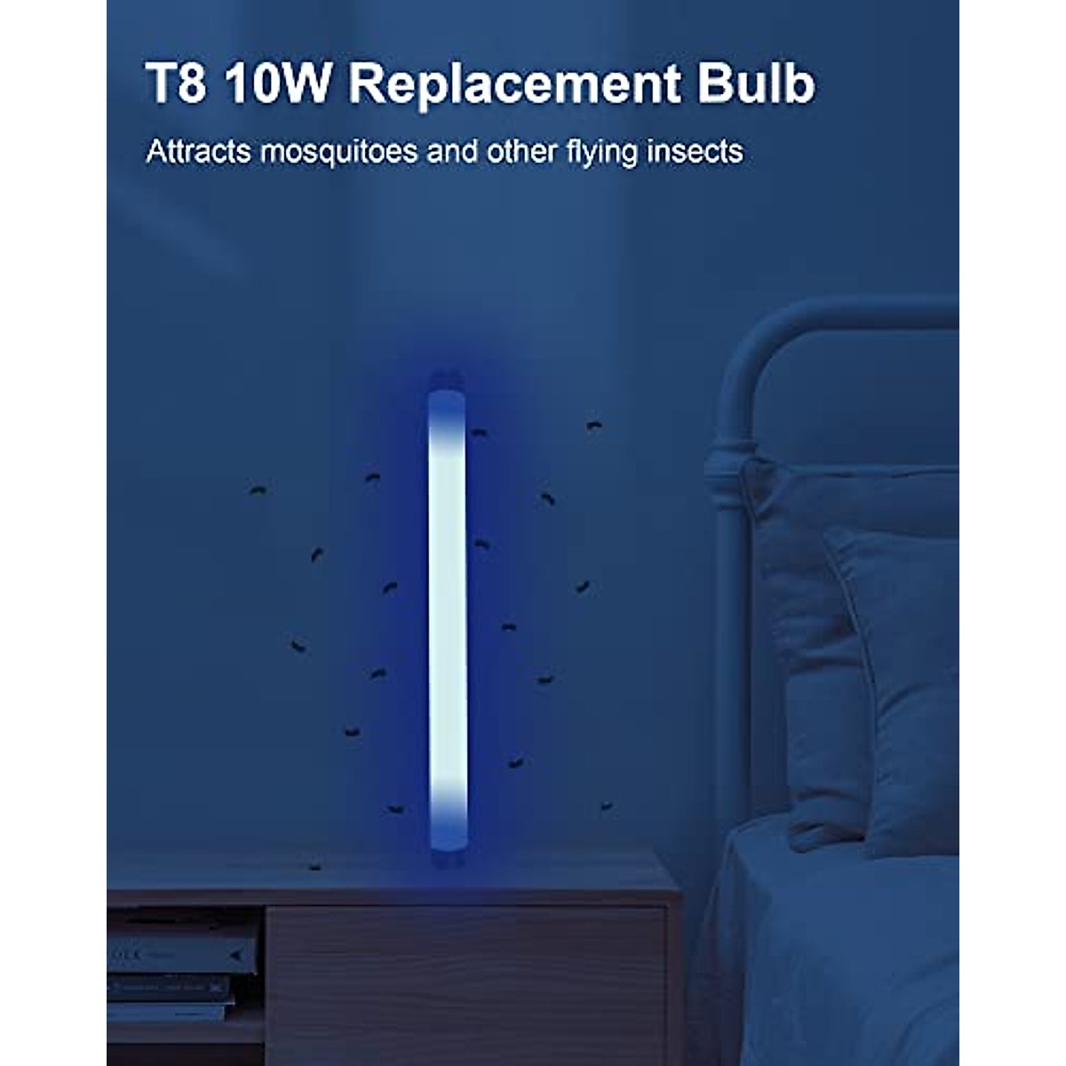 Bug Zapper Replacement Light Bulb 10W for 20W Indoor Bug Zapper, BL T8 F10W Light Tube Compatible with Aspectek, Liba and Other 20W Mosquito Zapper Lamp, 4 Pack