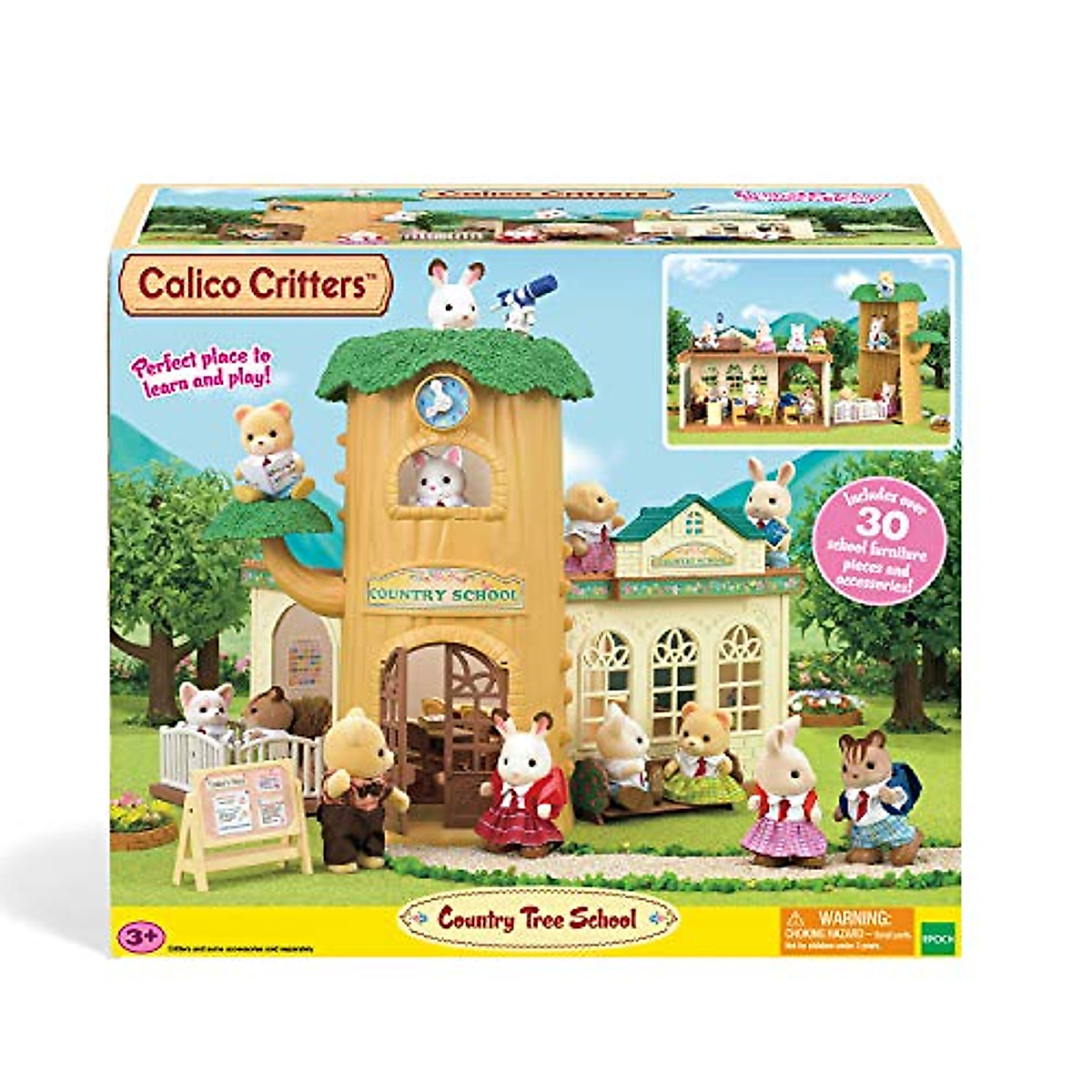 Calico Critters Country Tree School Playset - Collectible Dollhouse Toy - Cultivate Curiosity & Playful Learning, Multi