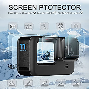 OKFUN Accessories Kit for Go Pro Hero 11/Hero 10 /Hero 9 Black,2-Pack (6pcs)Screen Protector Silicone Sleeve Protective Case with Lens Cover Cap Lanyard for Go Pro Hero 11 Hero10 Hero9 Action Camera.