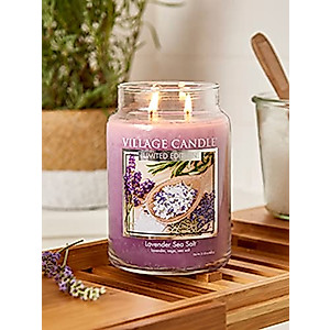 Village Candle Lavender Sea Salt Large Glass Apothecary Jar Scented Candle, 21.25 oz, Purple