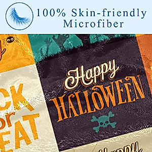 Halloween Emblems Prints Soft Warm Cozy Blanket Throw for Bed Couch Sofa Picnic Camping Beach, 150×100cm