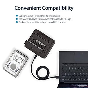 StarTech.com Dual-Bay USB 3.1 to SATA Hard Drive Docking Station, USB 3.1 (10 Gbps), External 2.5/3.5" SATA I/II/III, SSD/HDD Docking Station, Hot-Swap Hard Drive Bay, Top-Loading (SDOCK2U313)