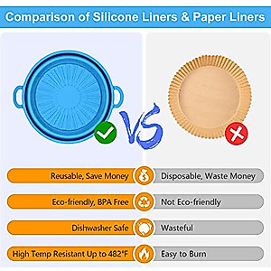 Dfacio 2Pack Silicone Air Fryer Liners, 7.5Inch Reusable Non-Stick Air Fryer Accessories, BPA Free Silicone Air Fryer Pot (Fit 3-5 Qt)