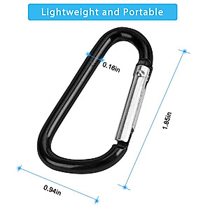 20PCS Mini 1.85"/4.7CM Aluminum Carabiners with 10PCS Nickel Metal Key Rings Lightweight D Shape Keychain Clips Small Multipurpose Carabiner Buckles for Indoor Outdoor Use