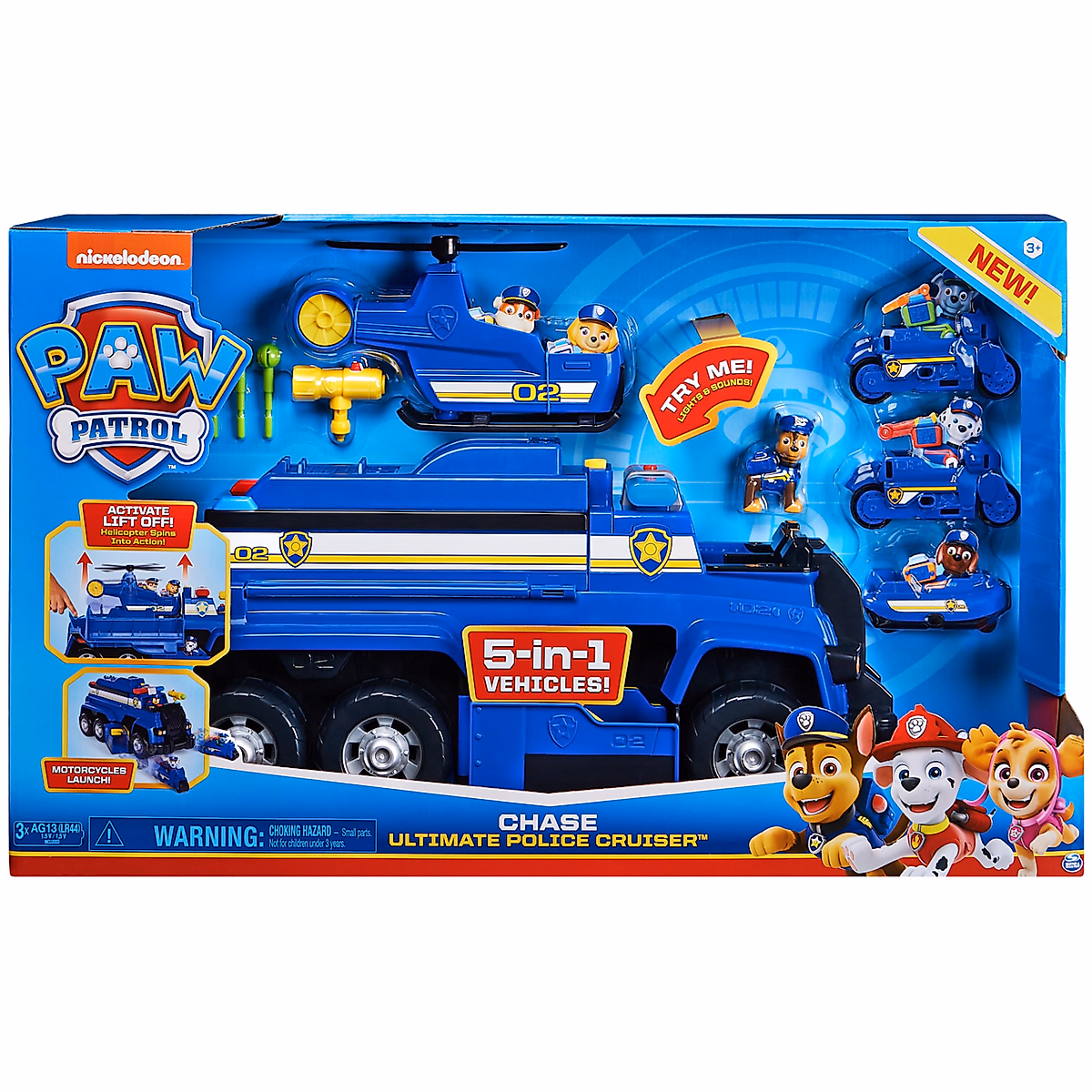 Paw Patrol, Chase’s 5-in-1 Ultimate Cruiser with Lights and Sounds, for Kids Aged 3 and up