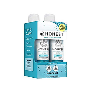 The Honest Company Hand Sanitizer Spray, Free + Clear, 4 Count, 2 Fl. Oz. (8 Fl. Oz.)