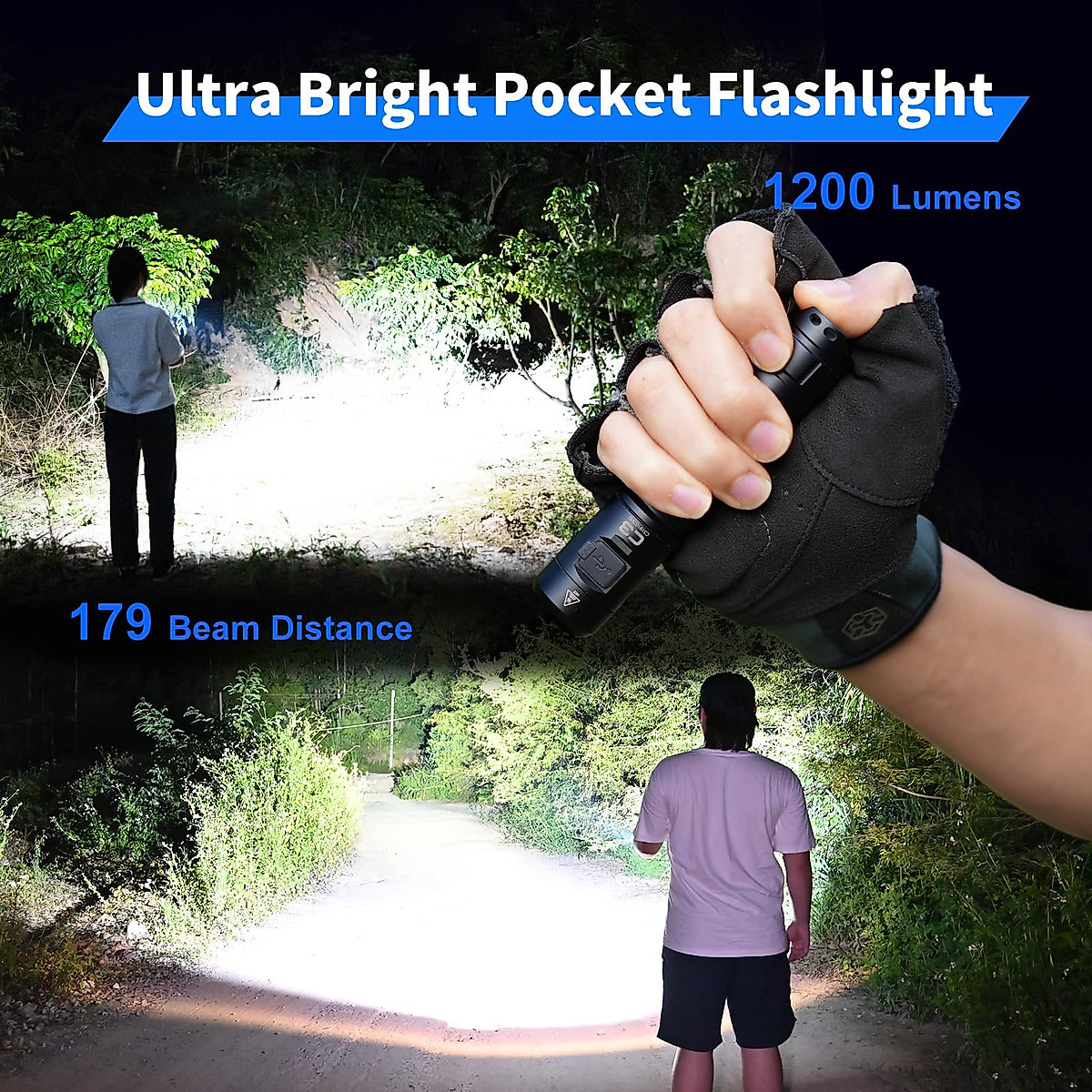WUBEN C3 Flashlight 1200 High Lumens Rechargeable Flashlights 6 Modes Super Bright IP68 LED Tactical Flashlight for Camping, Home, Emergency, Rescue, Hunting, Inspection, Repair, Tool Gifts for Men